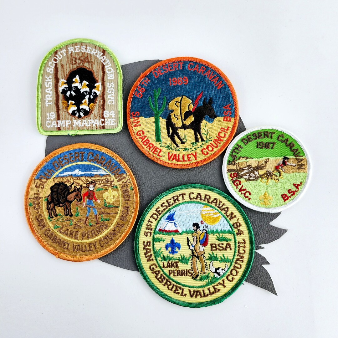 Boy Scout Embroidered Badges Iron on Patches Vintage 1980s / Desert ...
