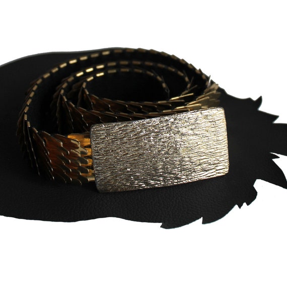 Vintage Gold Metal Scale Elastic Belt - Gem