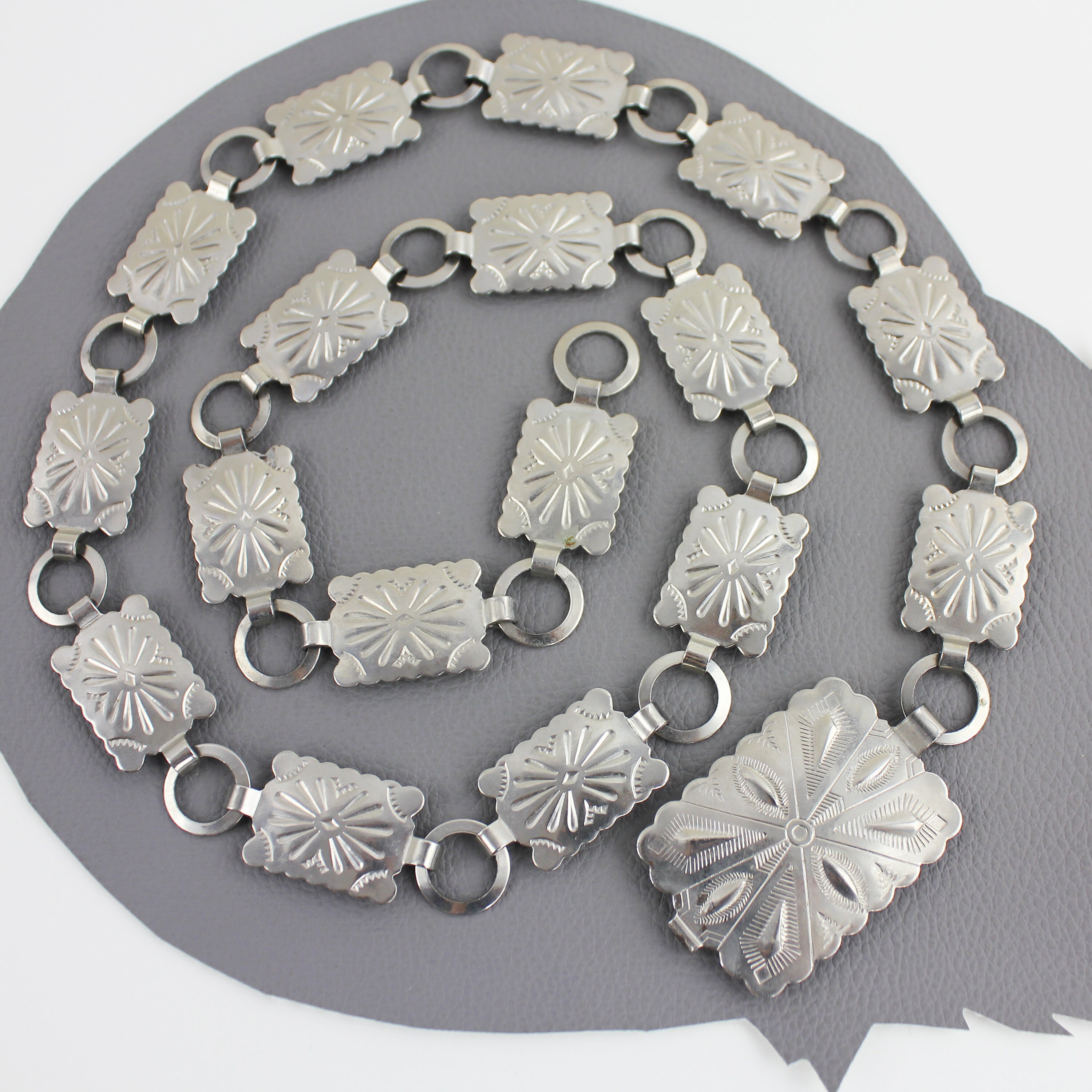 Western Silver Rectangular Metal Chain Belt up to 32 Inches Long - Etsy