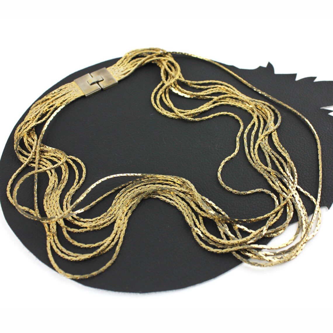 Multi Strand Gold Colored Flat Chain Vintage Necklace - Etsy