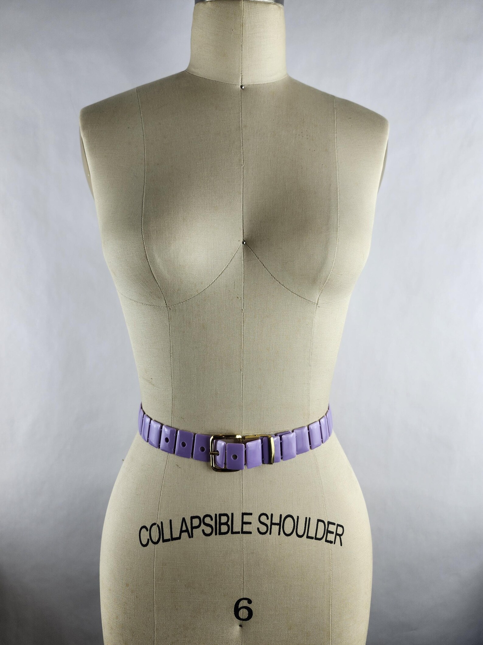 Vintage Lavender Pearlized Plastic Chain Link Belt With Gutos Gold ...