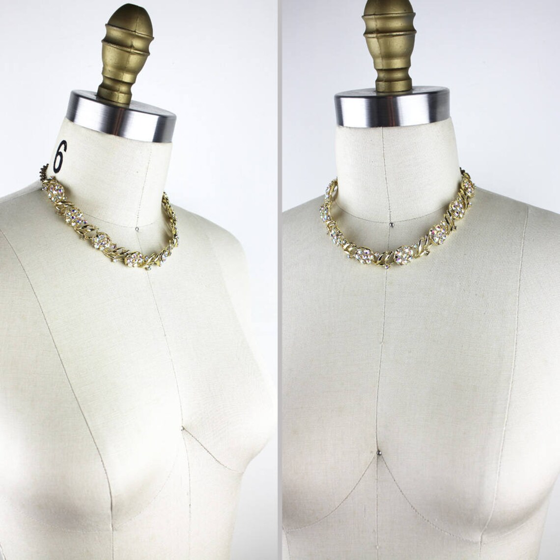 Rainbow Rhinestone & Gold Tone Vintage Necklace and Bracelet - Etsy