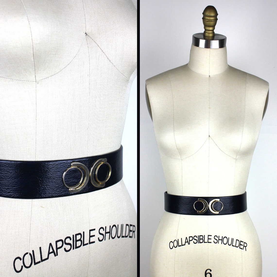 Navy & Brass Patent Leather Vinyl Belt - Etsy