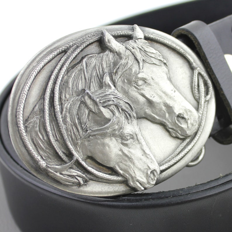 Hebilla de caballo de plata en negro correa de cuero tamaño 40 - Etsy ...
