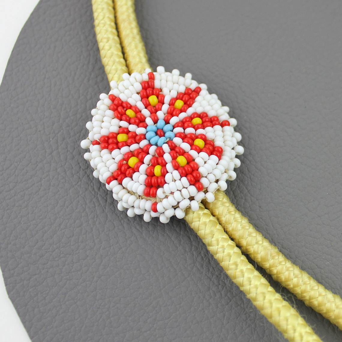 Seed Bead Bolo Tie Turquoise Red Orange White Yellow - Etsy