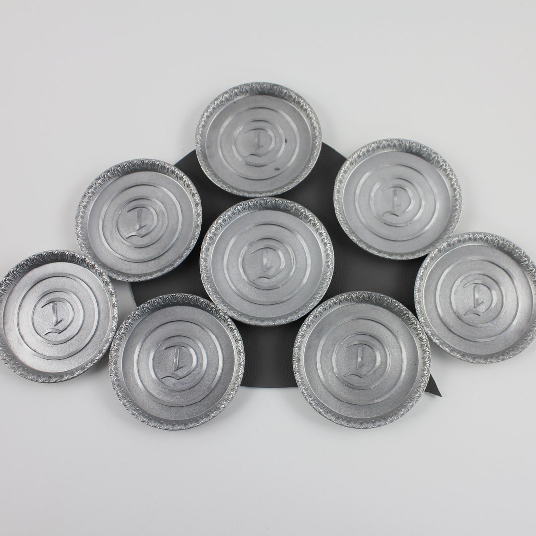 Vintage Silver Metal Lady Mason Initialed D Coaster - Ashtray Set / Set ...