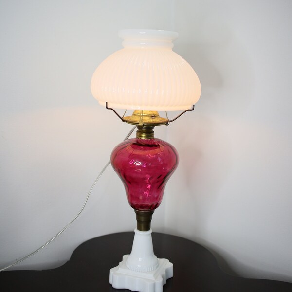 Cranberry Glass Lamp - Etsy
