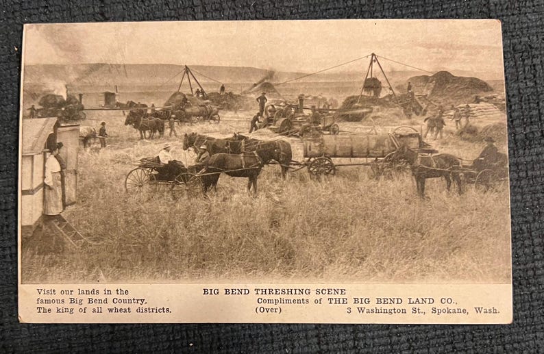 Big Bend Threshing Scene, Compliments of the Big Bend Land Co., 3 ...