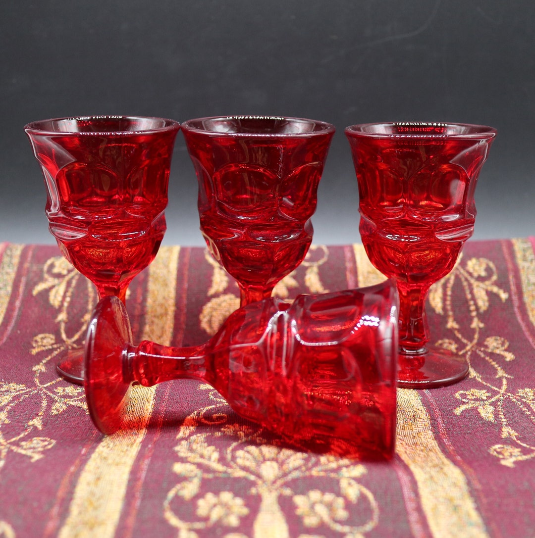 12 Ruby Glass Wine/cordial/toast/juice Goblets by Fostoria 1960s 12 ...