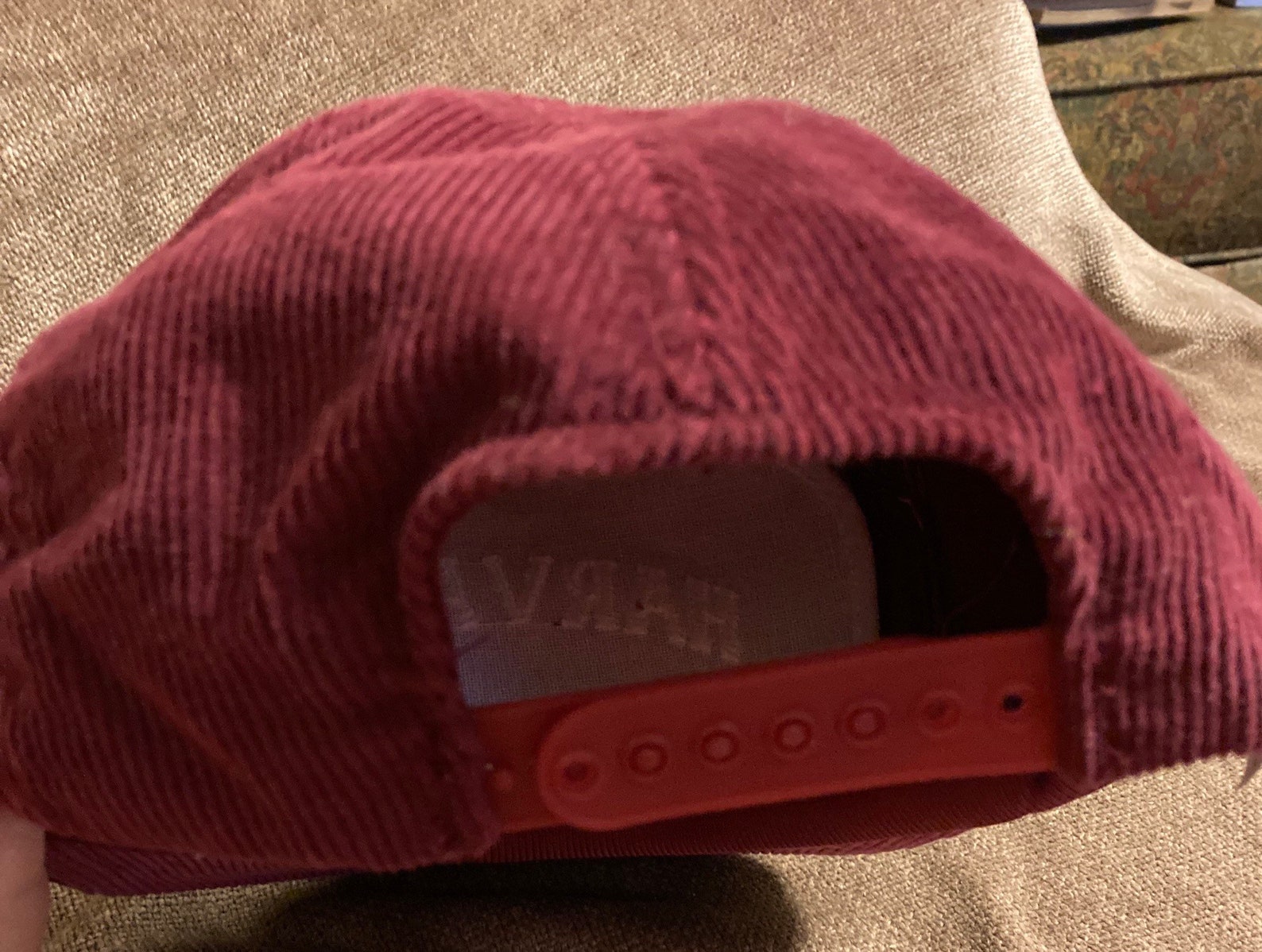 Harvard Hat/embroidered, 1980s Crimson Corduroy Hat, Snap Back Baseball ...