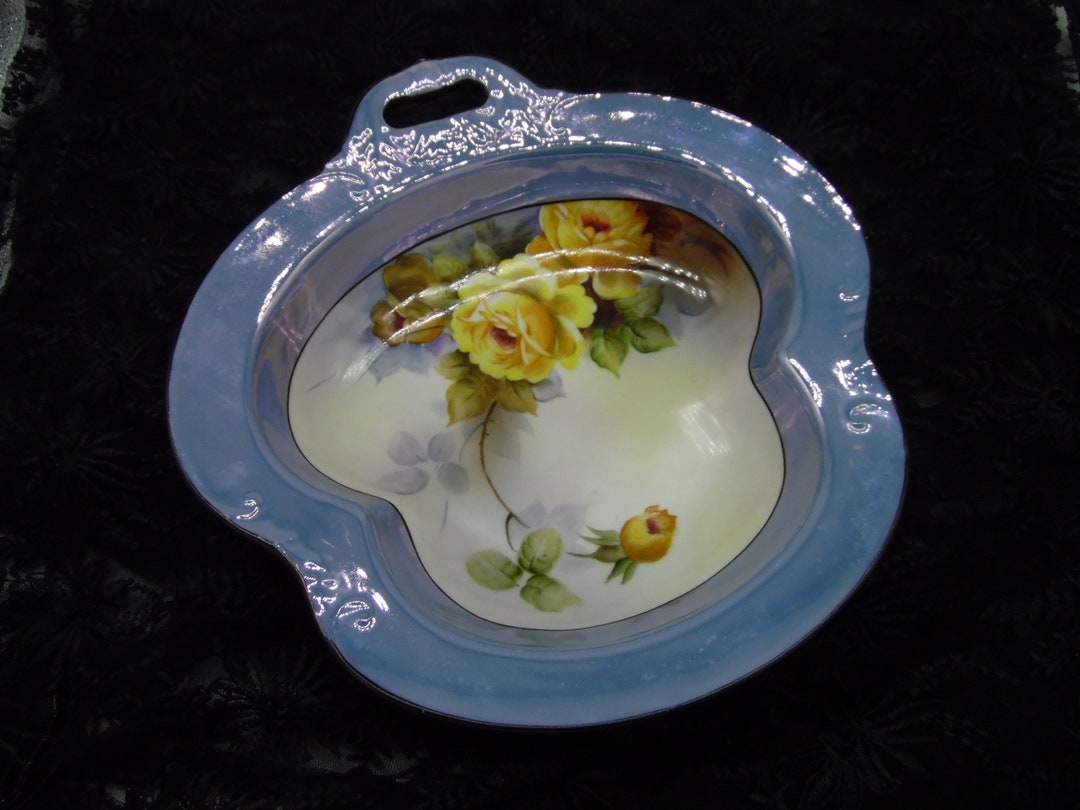 Noritaki Morimura Blue Lusterware Yellow Rose Pattern - Etsy