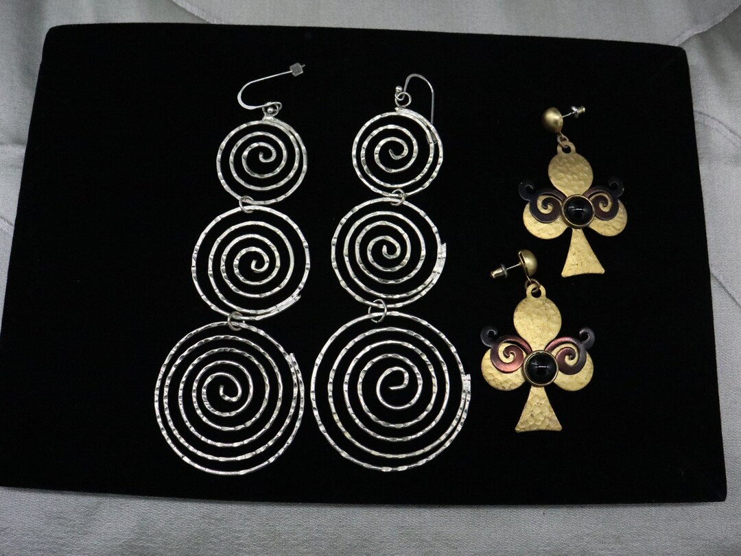 80's Earrings Large Dangles Two Pairs - Etsy