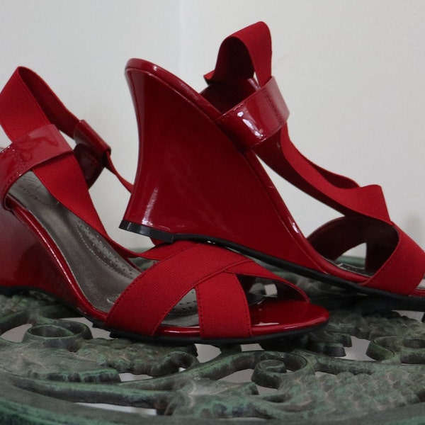 Red Wedge Sandals - Etsy