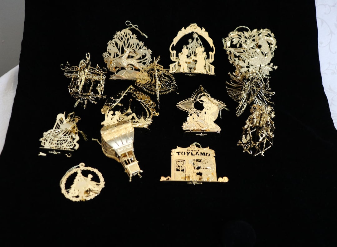 1989 Danbury Mint- Gold Christmas Collection -all 12 Pieces in Original ...
