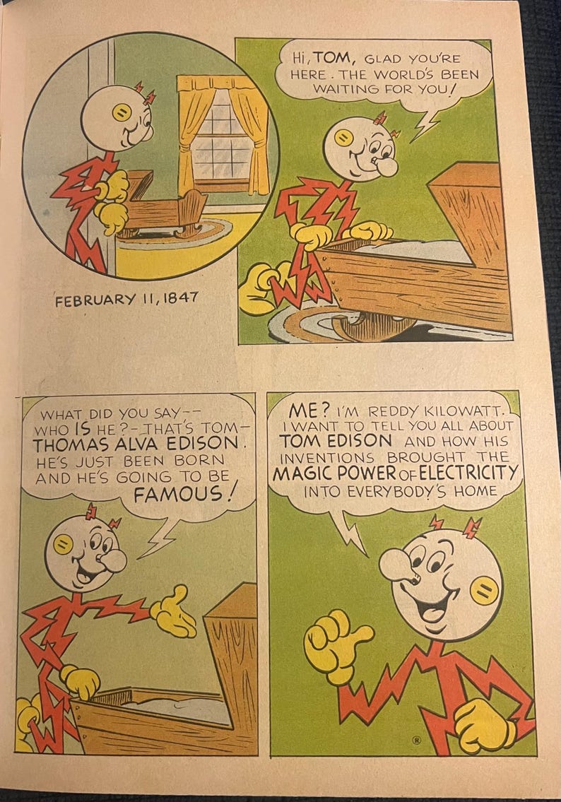 Wizard of Light Story of Thomas Edison 1965-ec-reddy Kilowatt-last ...