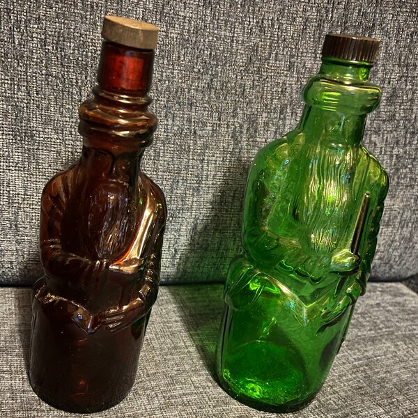 Glass Bottle Vintage Man With Beard Green - Etsy