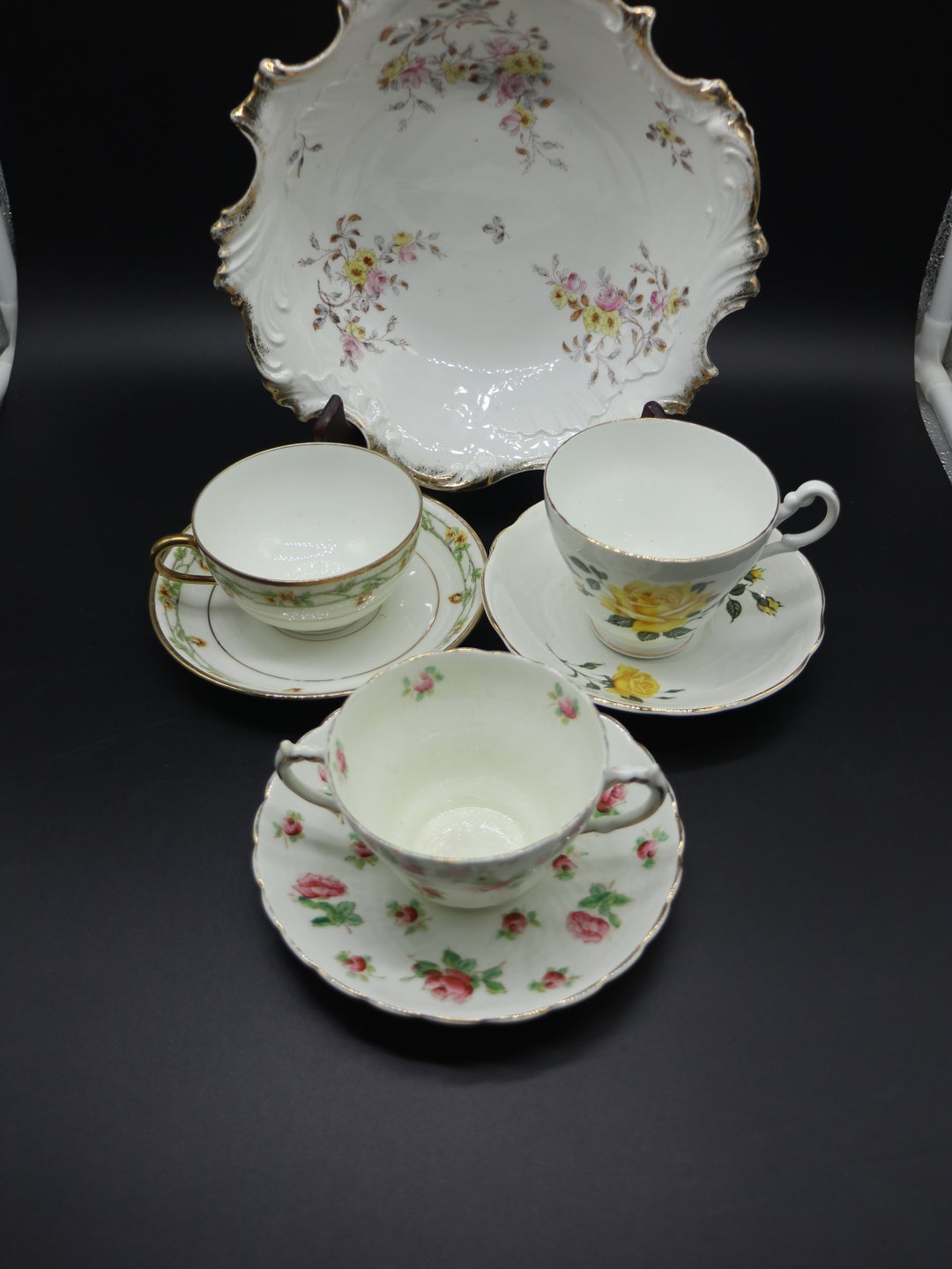 Shabby Chic Floral Tea Cups and Saucers With Bowl - Etsy