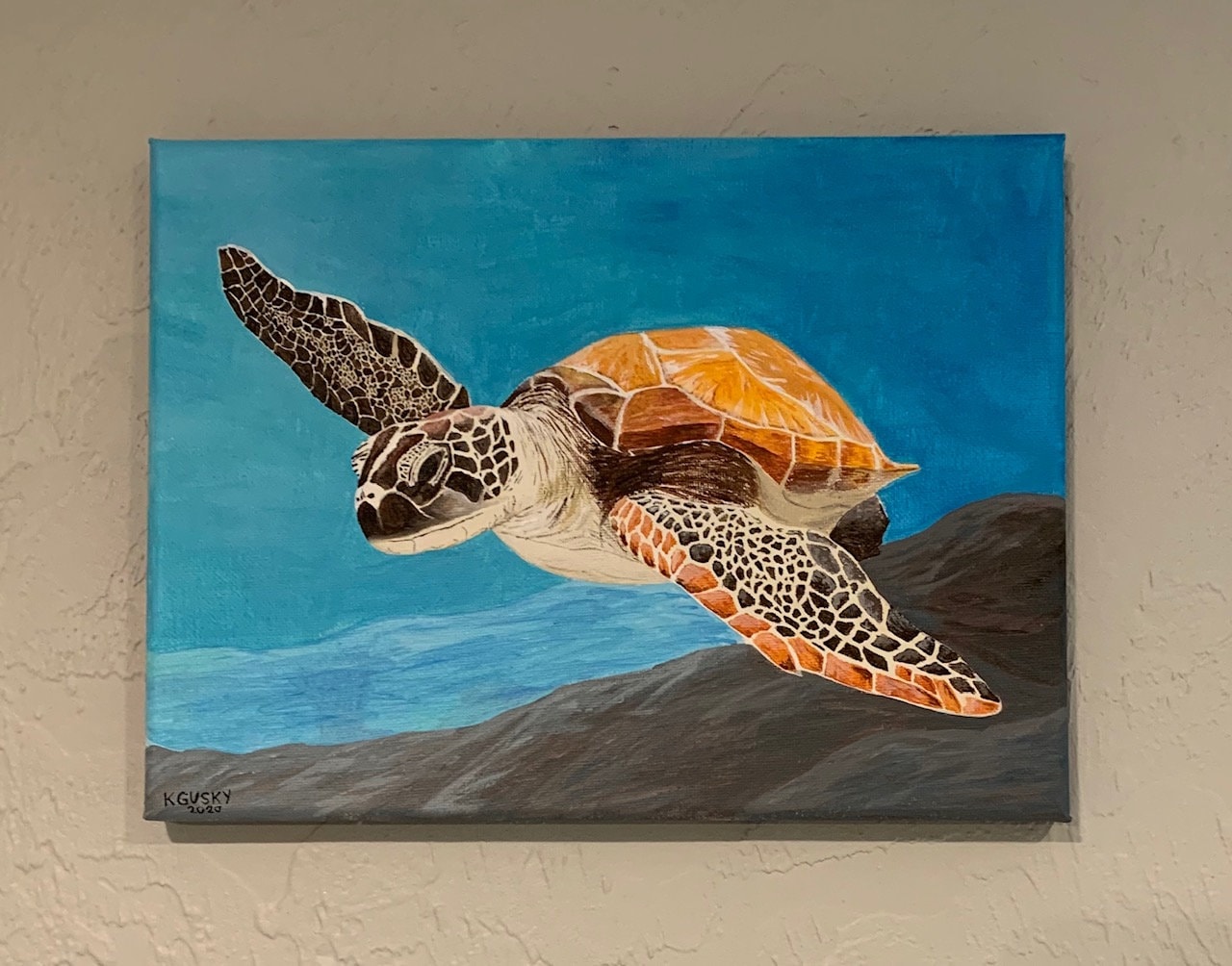 Original Sea Turtle Acrylic Painting Wall Art Handpainted by Katelynn ...