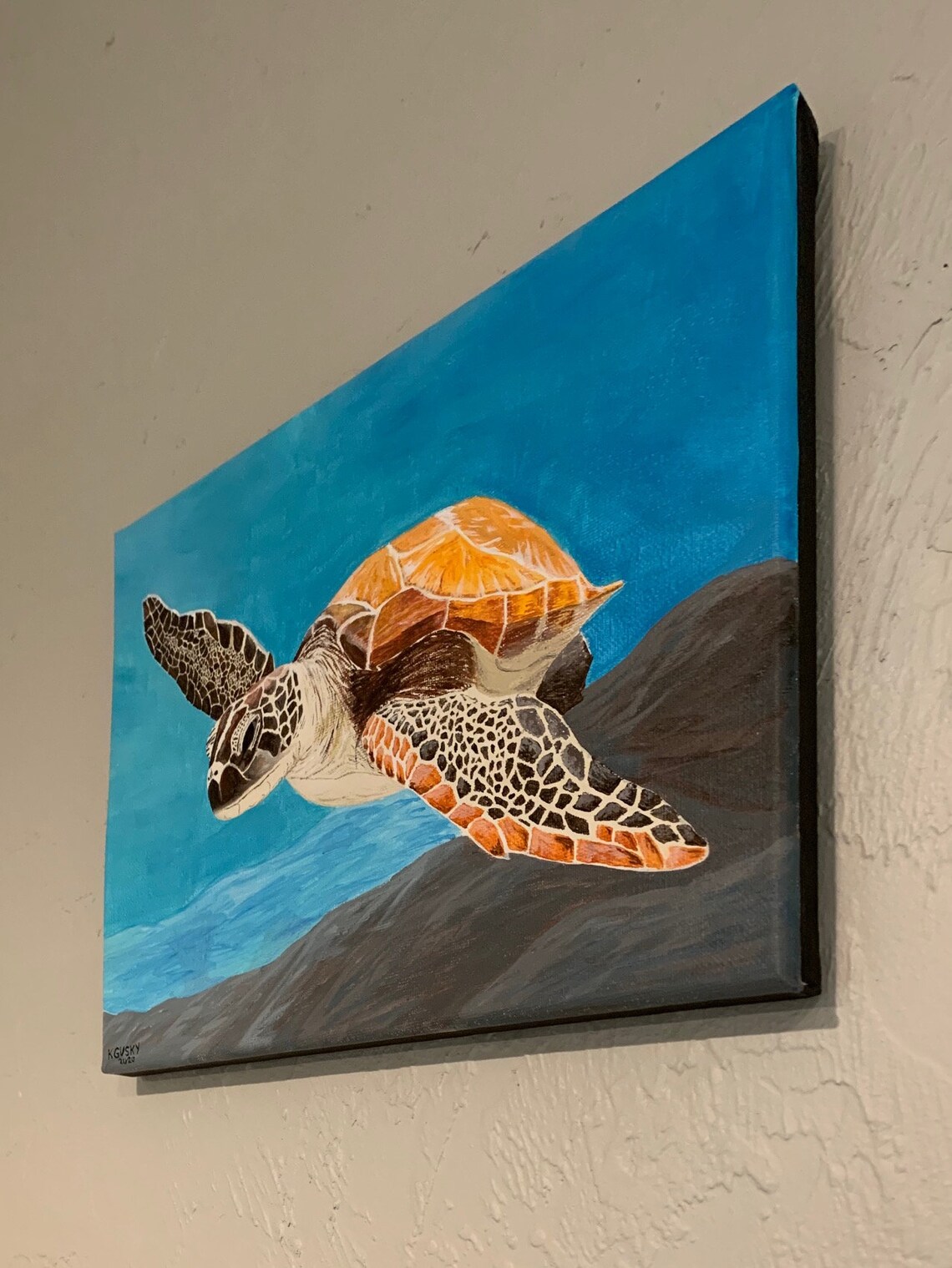 Original Sea Turtle Acrylic Painting Wall Art Handpainted by Katelynn ...