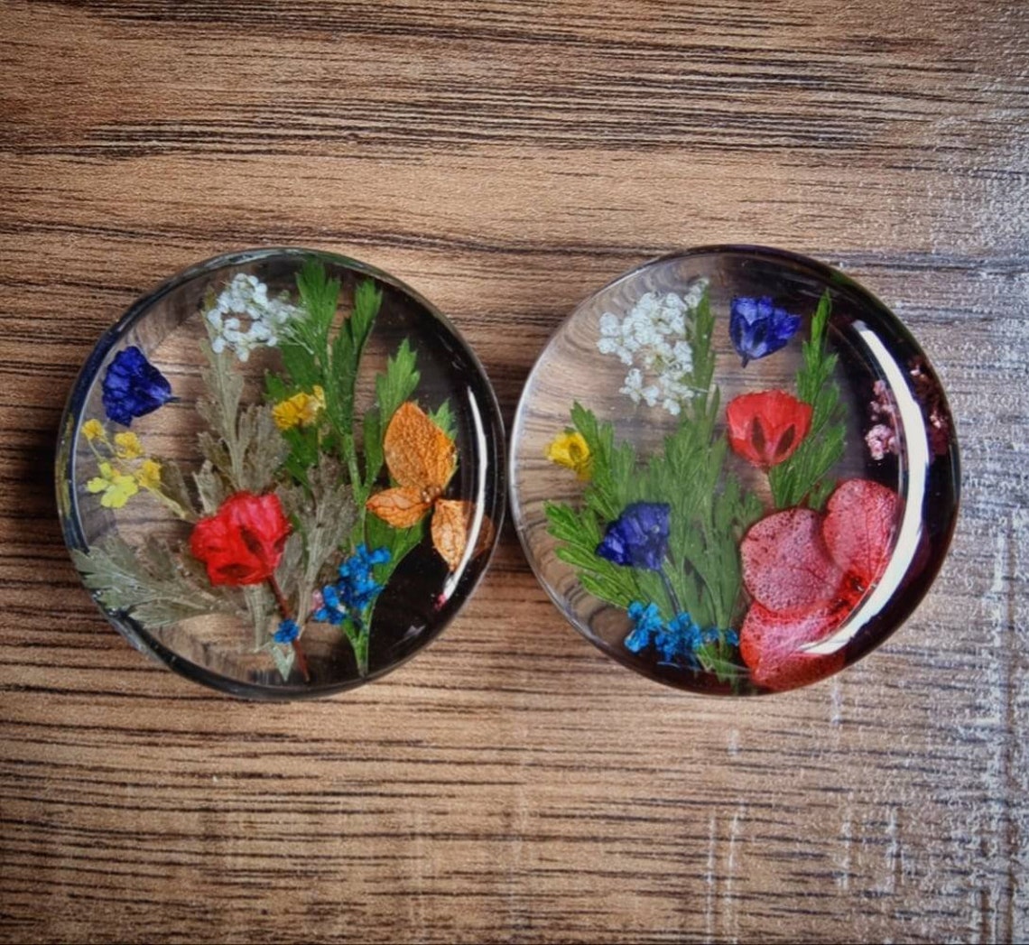 Pressed Flower Plugs. FOR PAIR. 8mm and Up | Etsy