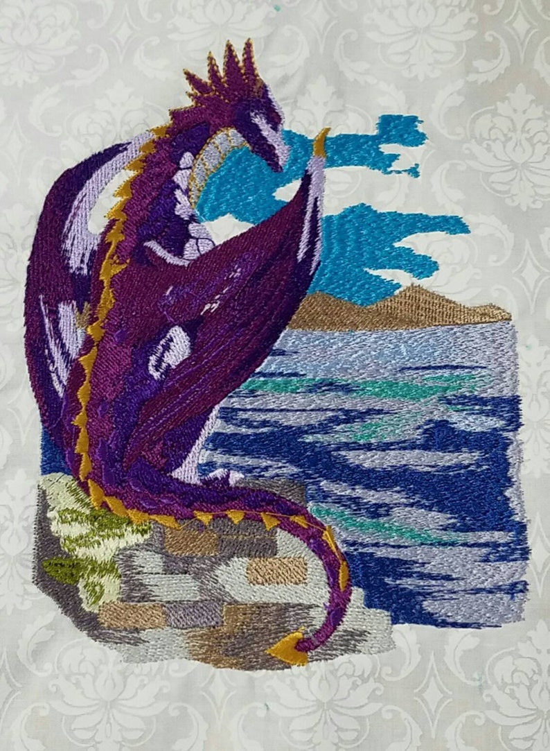 Dragon Embroidered Quilt Block Quilt Square - Etsy