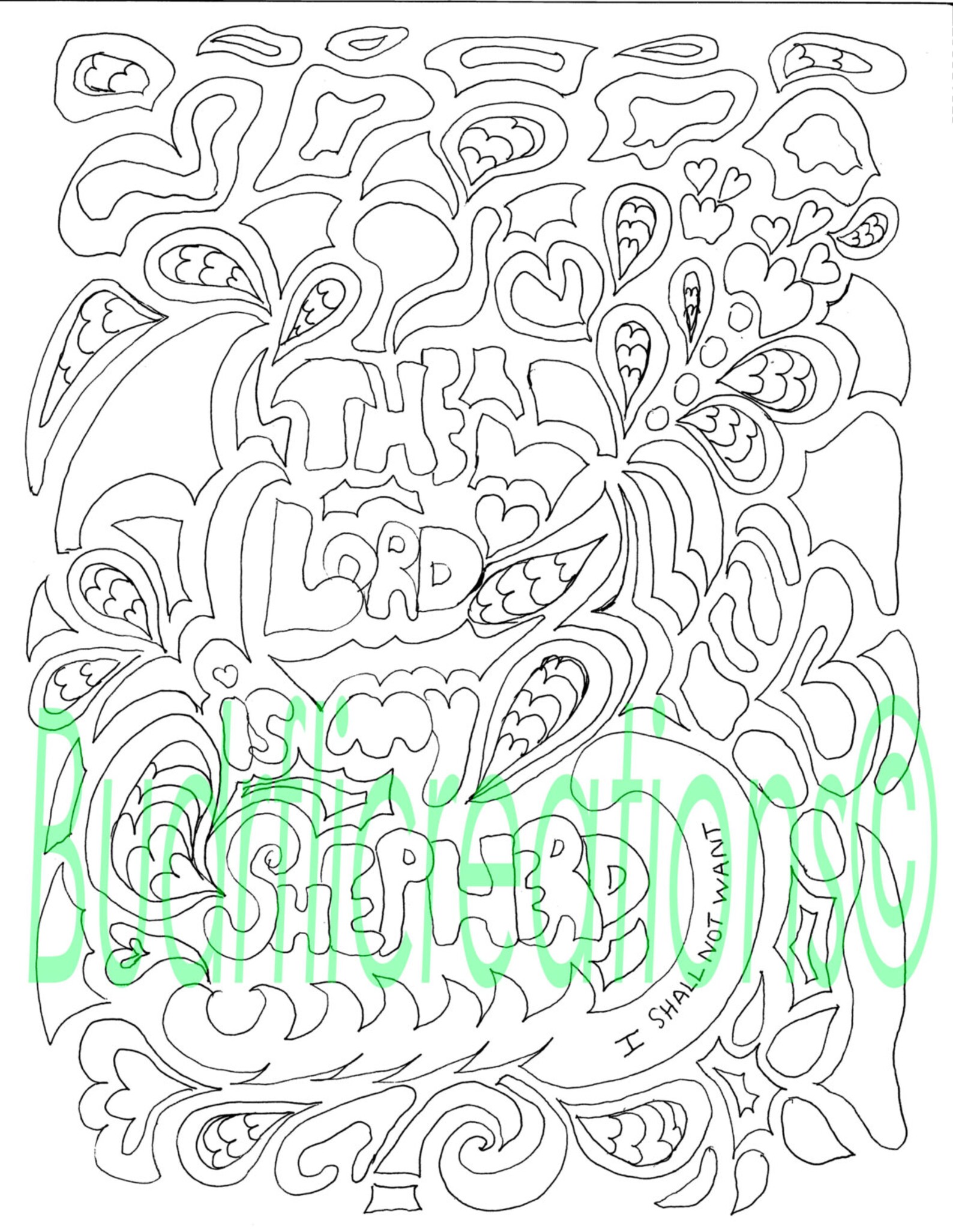 Psalms 23 the Lord is My Shepherd Adult Coloring Page Digital Download ...