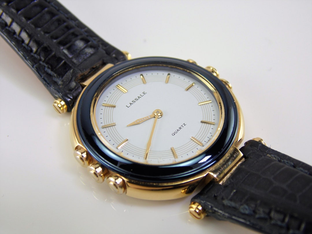 Rare Vintage Womens Ladies Blue & Gold Lassale by Seiko Hardlex Crystal ...