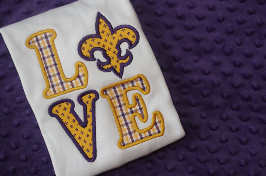 LSU or Saints LOVE Appliqued Shirt or Onesie- Fleur De Lis - Etsy