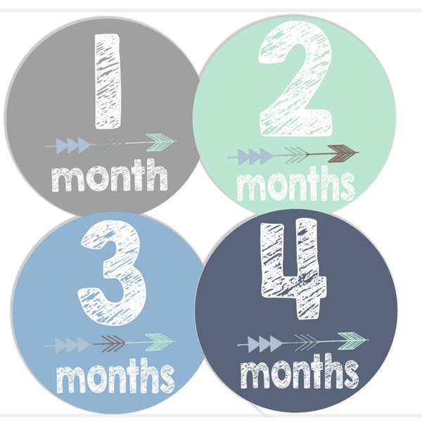 Baby Boy Month Stickers - Etsy