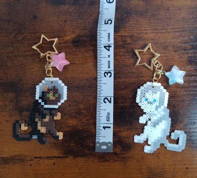 Astronaut Space Kitty Perler Bead Keychains - Etsy