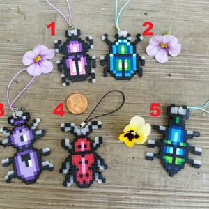 Beetle Mini Perler Bead Cellphone Strap Charms - Etsy