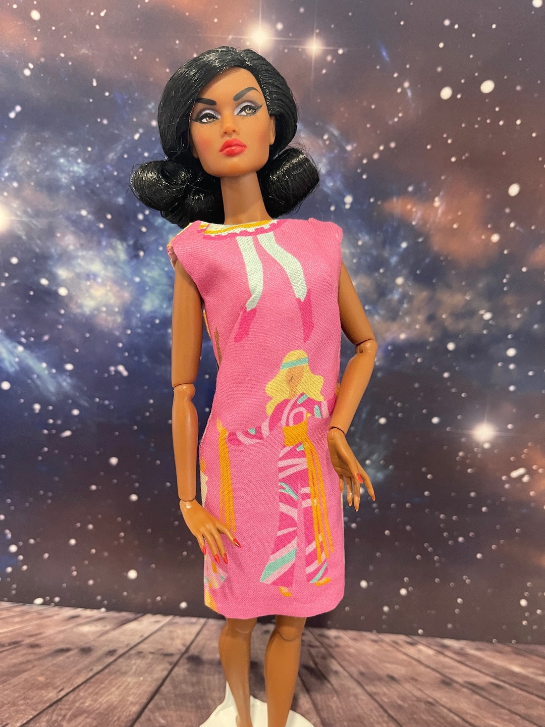 Live Action Barbie BARBIECORE OOAK Lined Cotton Shift for Fashion Dolls ...