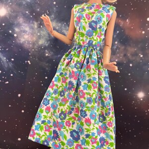 David Rose Flower Garden Print Custom Print Dress for Silkstone Barbie ...