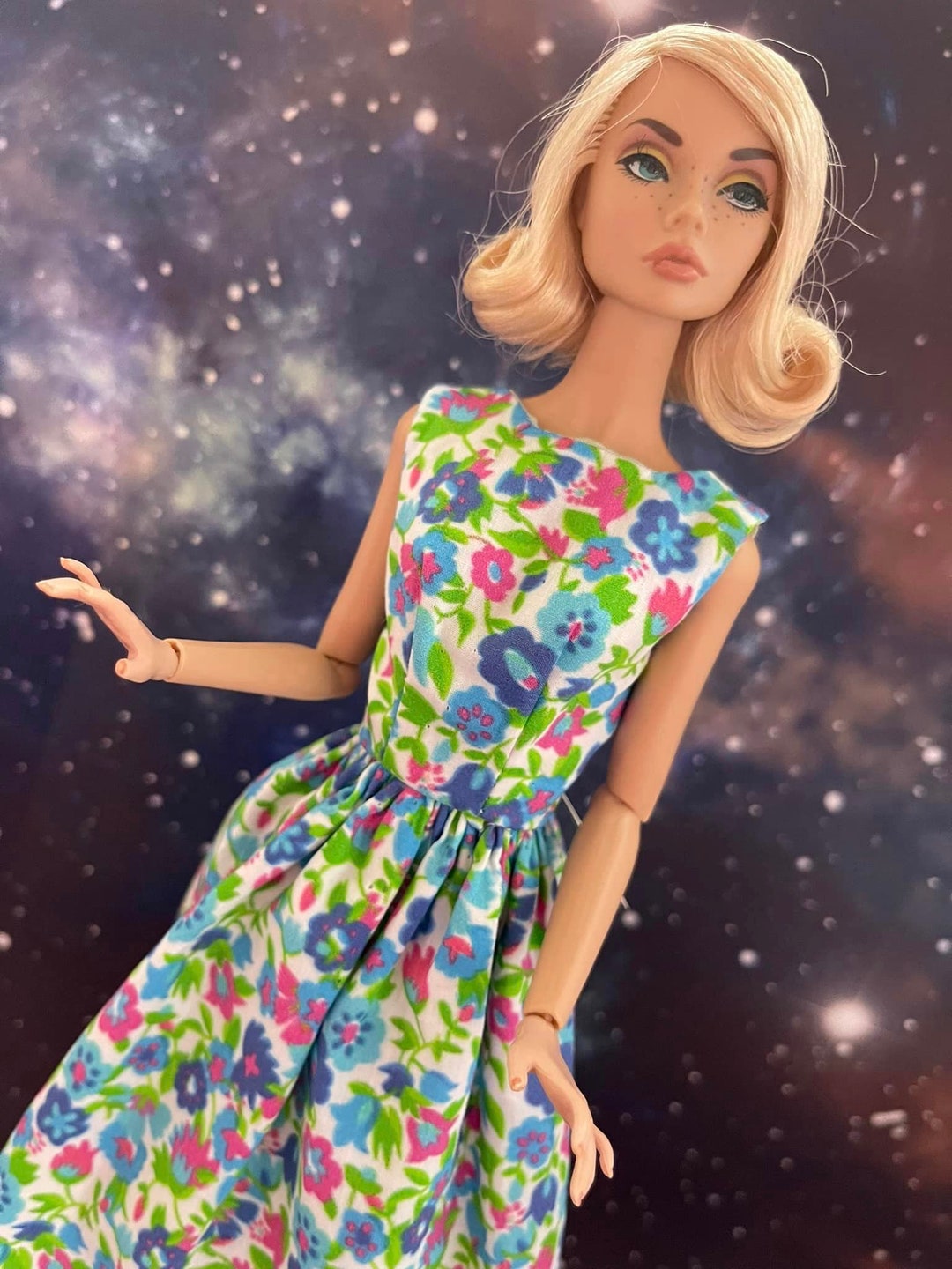 David Rose Flower Garden Print Custom Print Dress for Silkstone Barbie ...