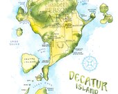 Decatur Island Wa Map Watercolor Illustration San Juan Islands - Etsy