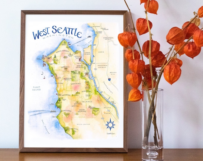 Seattle Neighborhood Map - Etsy