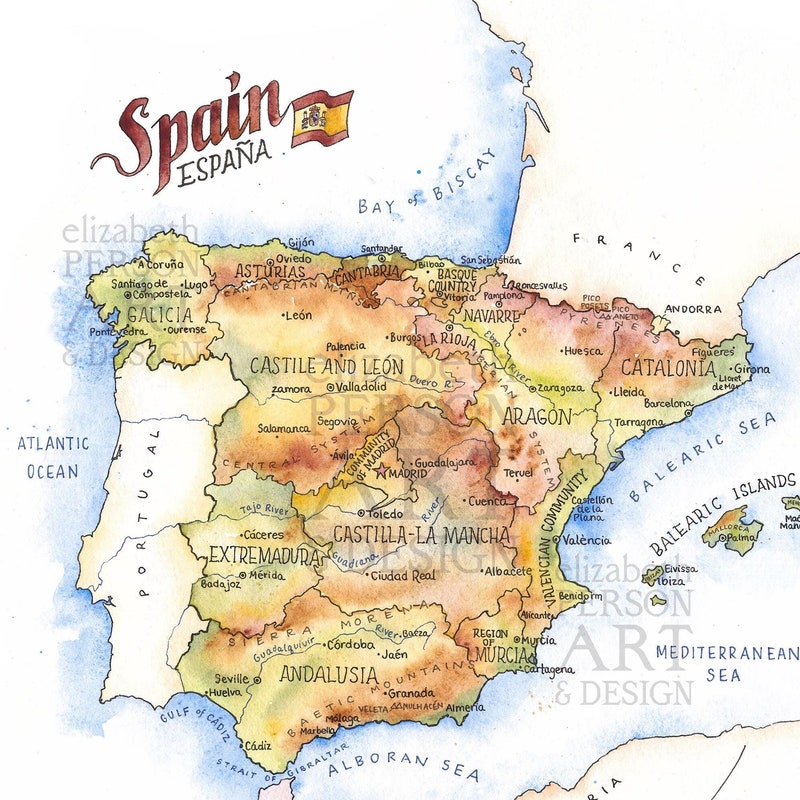 Watercolor France Map - Etsy