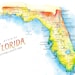 Florida Map Watercolor Illustration Colorful Vacation Map Wall FL Art ...