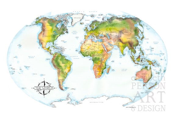 Labeled World Map Printable