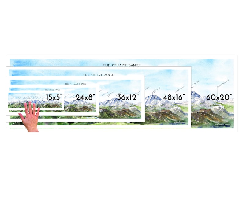 Stuart Range and the Enchantments Watercolor Illustration Cascade Range ...