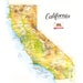 California State Map Watercolor Illustration CA Counties West Coast ...