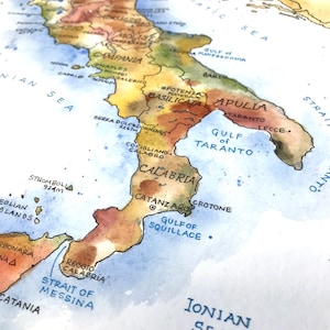 Italy Map Watercolor Illustration Venice Milan Naples Tuscany Rome ...