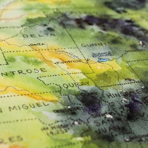 Colorado State Map Watercolor Illustration CO Map County Map Denver Map ...