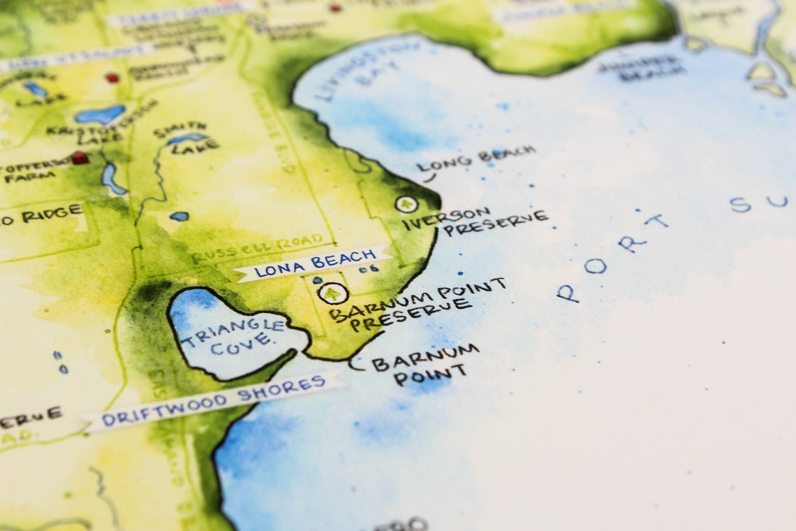 Camano Island Map Watercolor Illustration Island Stanwood Cama - Etsy