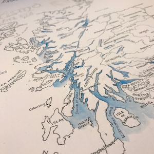 Scotland Map Watercolor Illustration Alba Scottish Highlands Counties ...