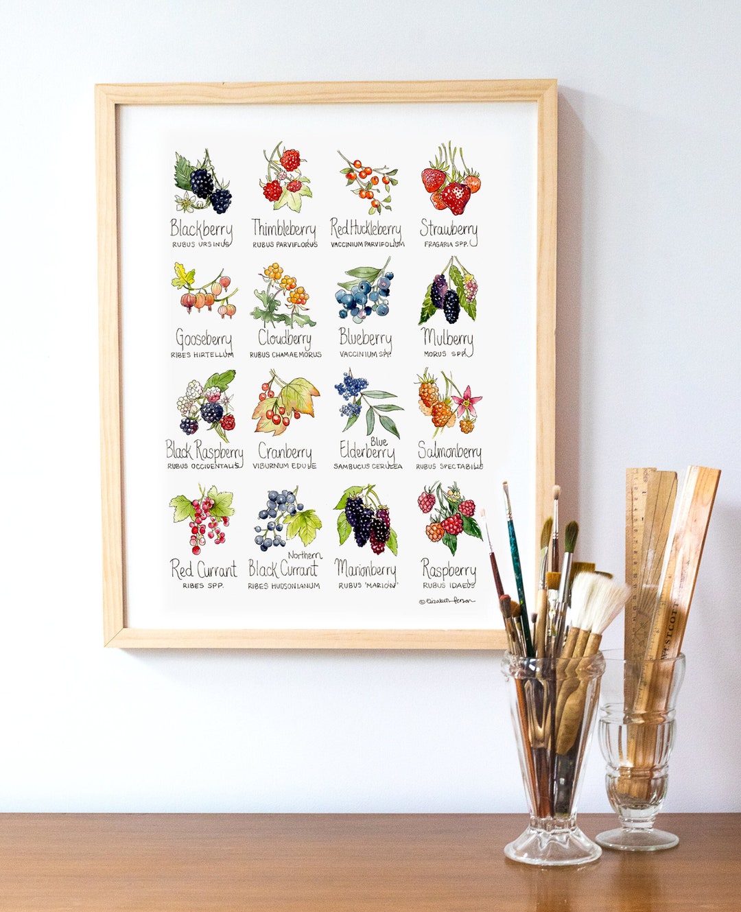 Berry Chart Watercolor Art Print Cheerful Decor for Home Kitchen ...