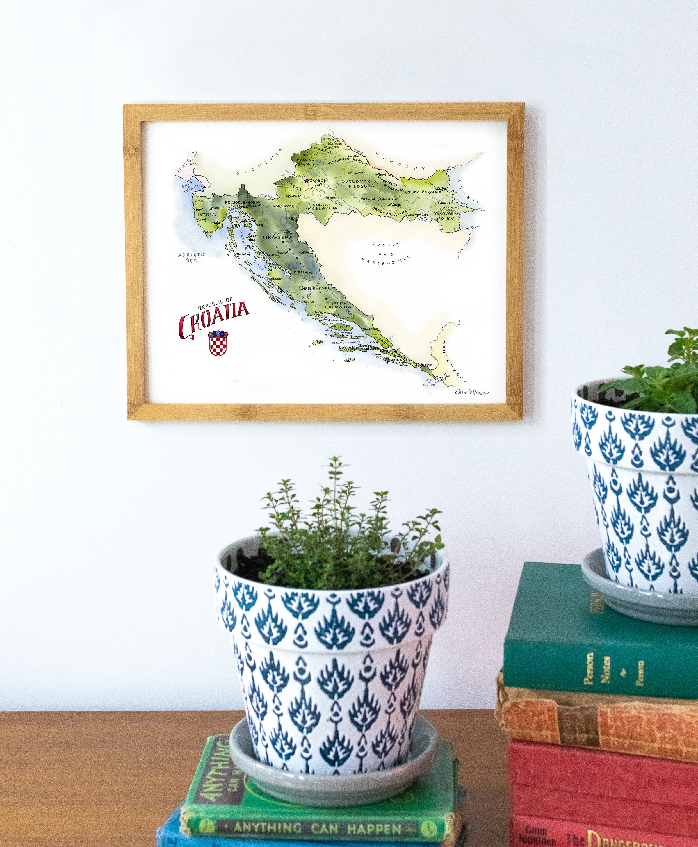 Croatia Watercolor Map Wall Dubrovnik Art Country Travel Print - Etsy