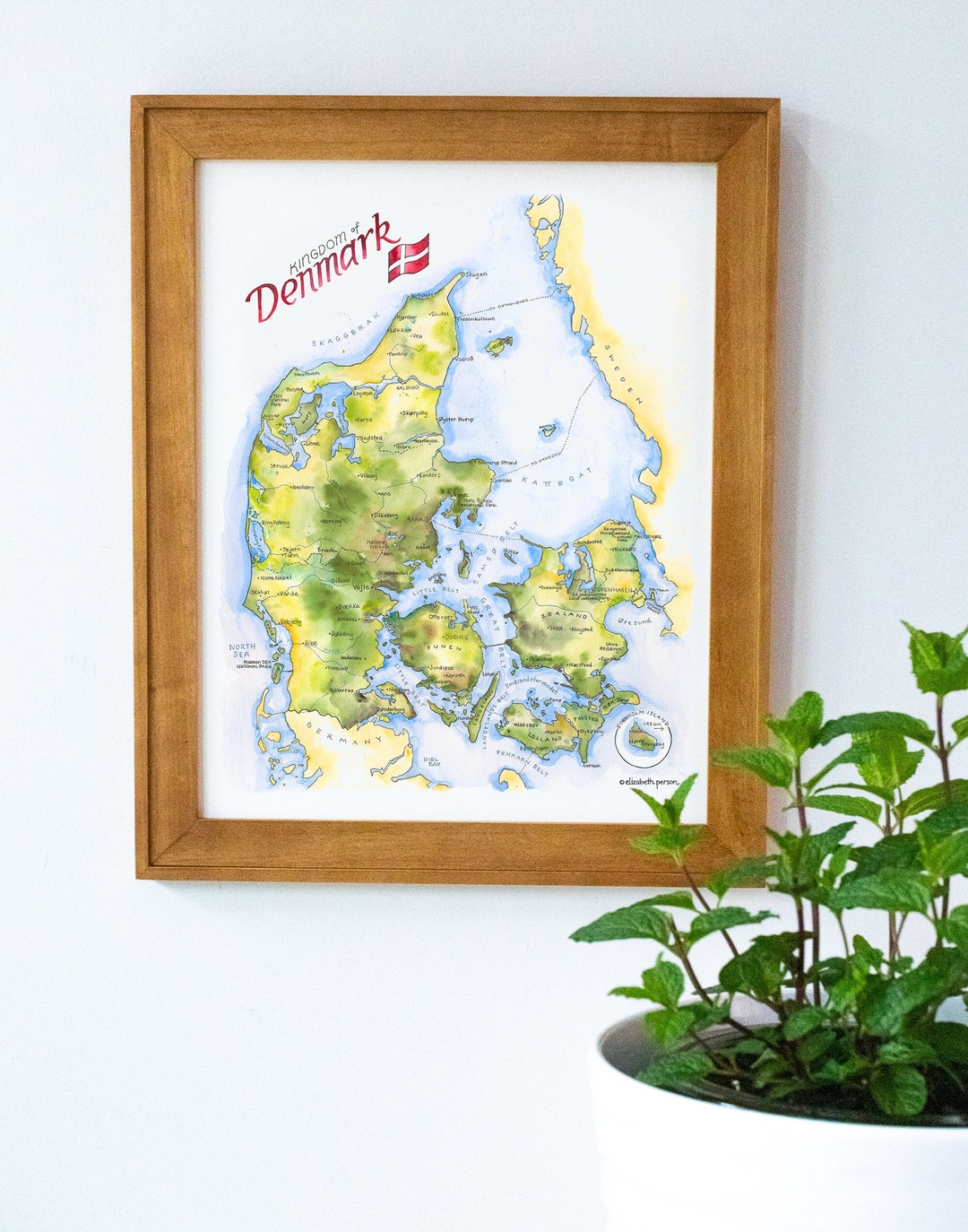 Denmark Map Watercolor Illustration Scandinavian Map Norske Norse ...