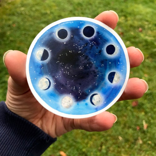 Lunar Cycle Sticker Moon Phases Full Moon Equinox Solstice | Etsy