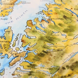 Scotland Map Watercolor Illustration Alba Scottish Highlands Counties ...